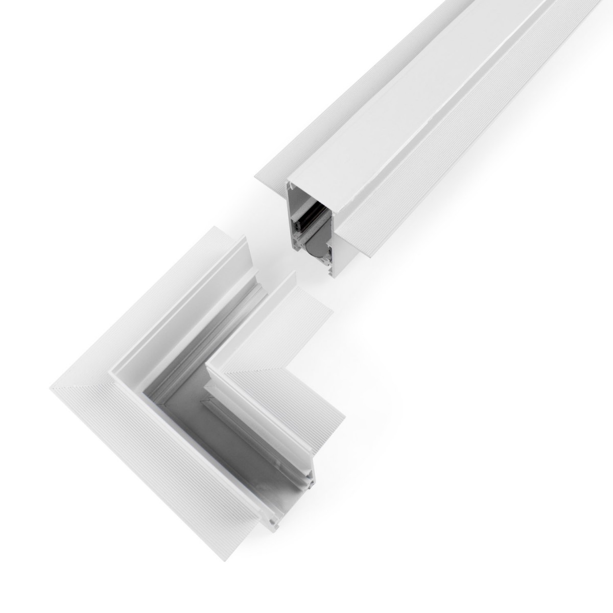 L-joint for recessed magnetic rails 20 mm - Horizontal