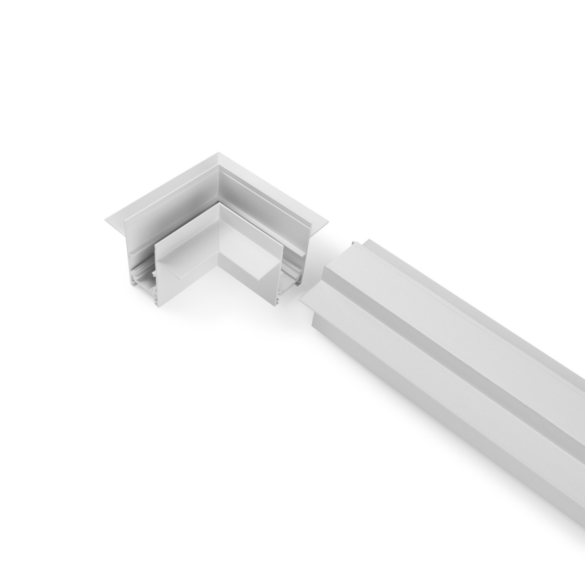 L-joint for recessed magnetic rails 20 mm - Horizontal