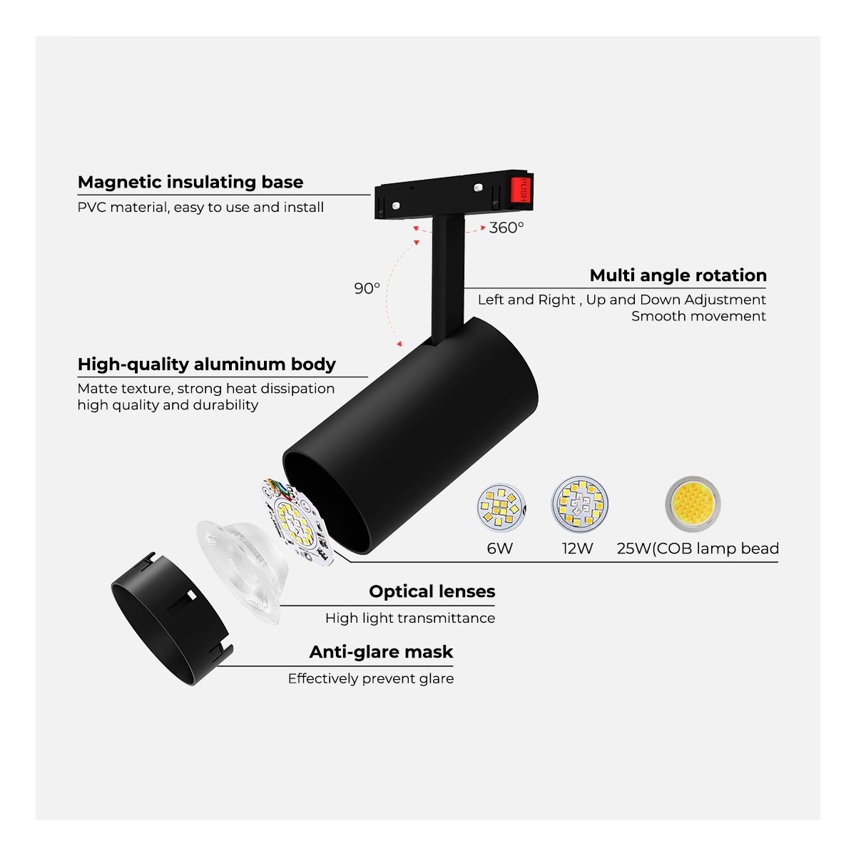 Magnetic track CCT LED spotlight - 48V - 25W - Mi Light