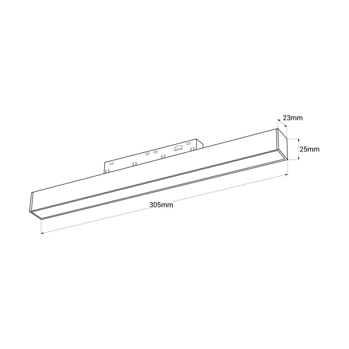 Opal LED linear luminaire for magnetic rail 48V - 10W - Black