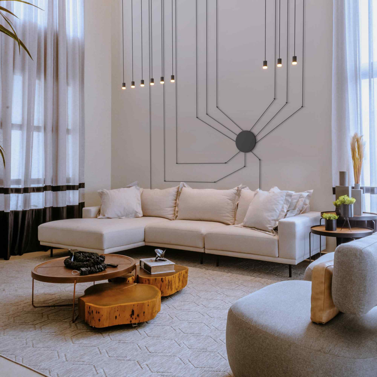 Design pendant lamp "Nebula" - 9x6W / Inspiration Vibia "Wireflow".