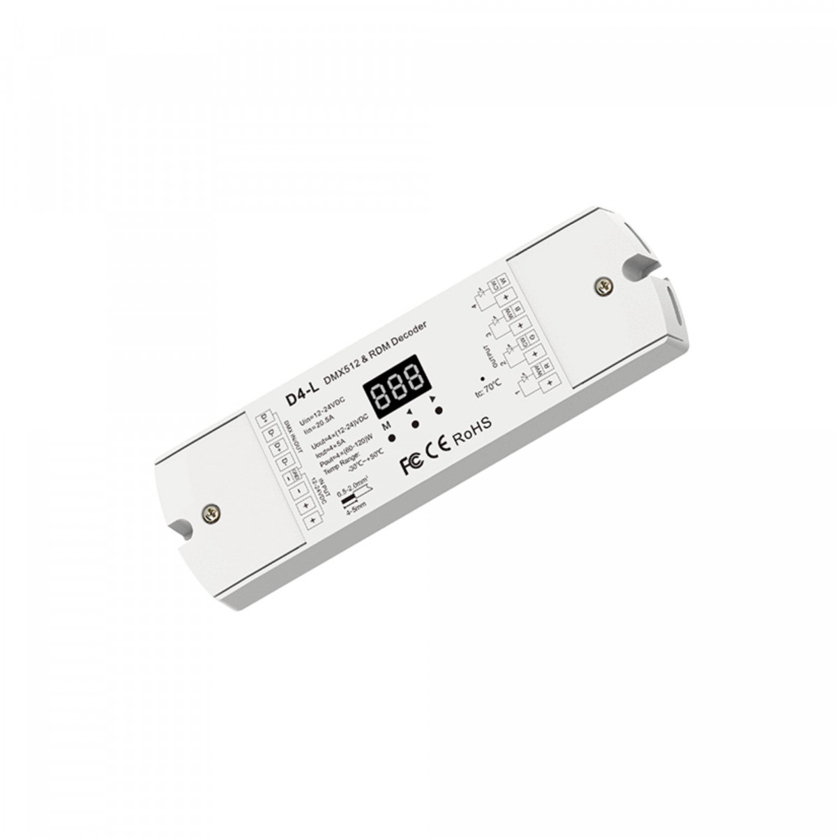 DMX512 Decoder 12-24V DC - 5A/channel - 4 Channels