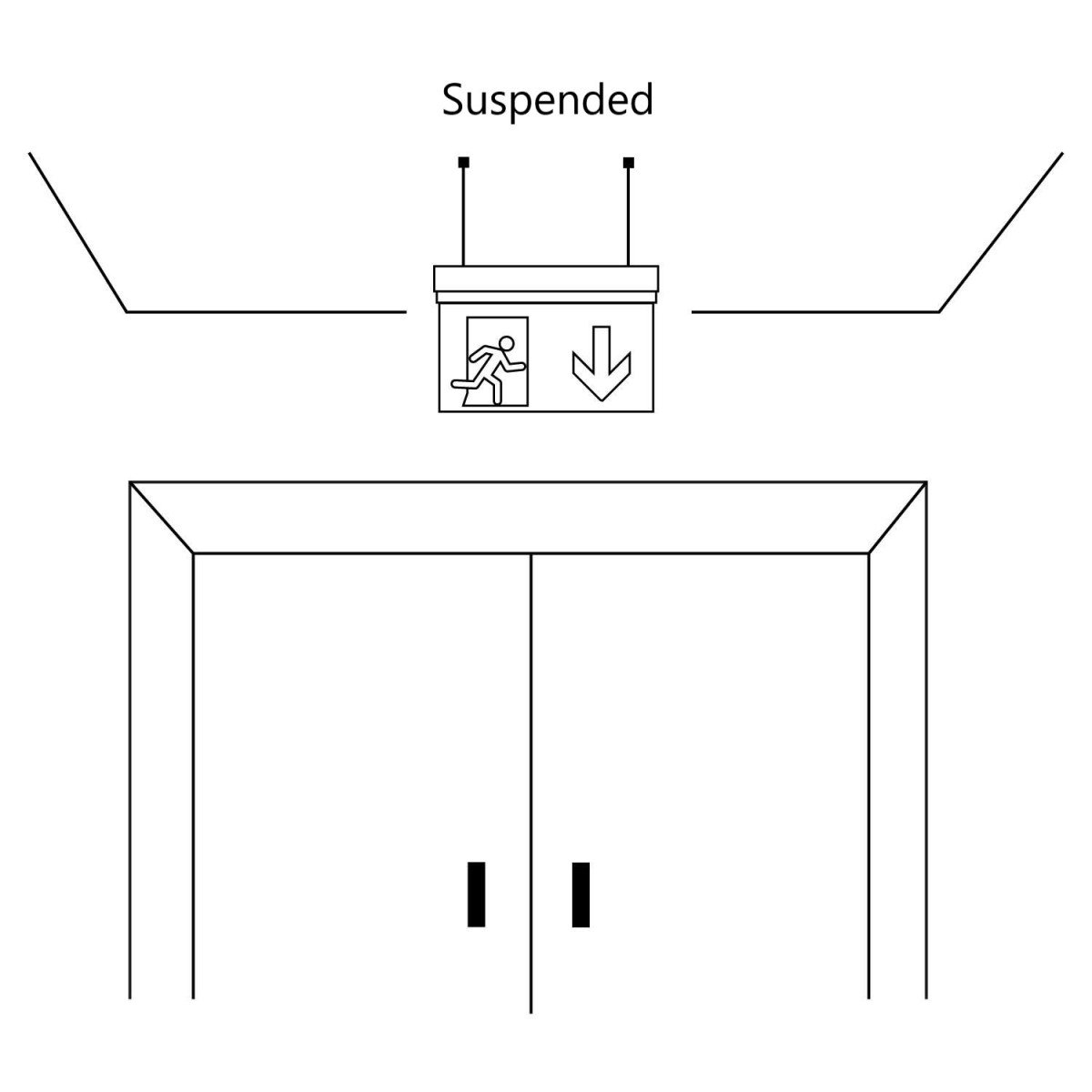 Hanging permanent emergency light with "Emergency Exit" sign