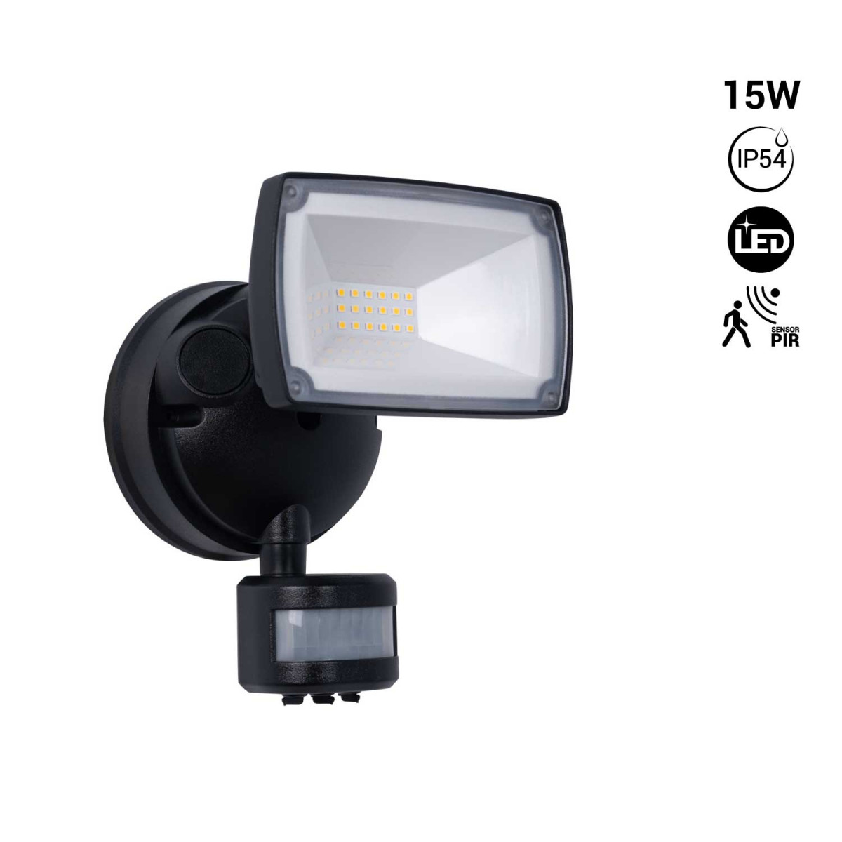 Outdoor LED wall spotlight with PIR sensor 15W - 4000K- IP54