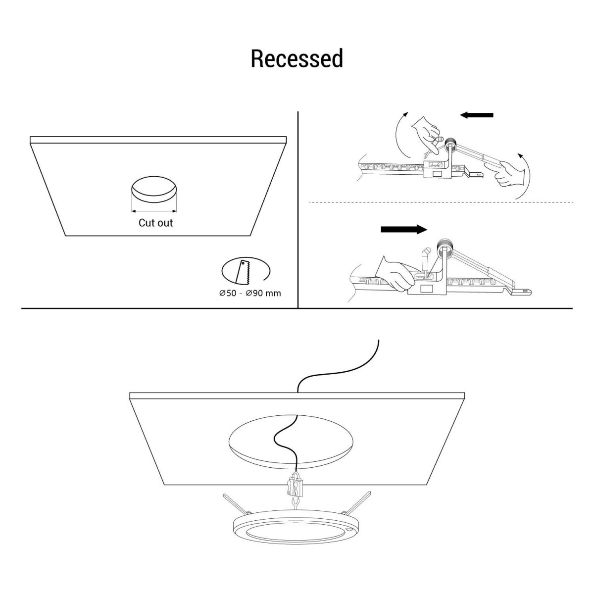 Recessed LED downlight - 8W - Adjustable cutout diameter