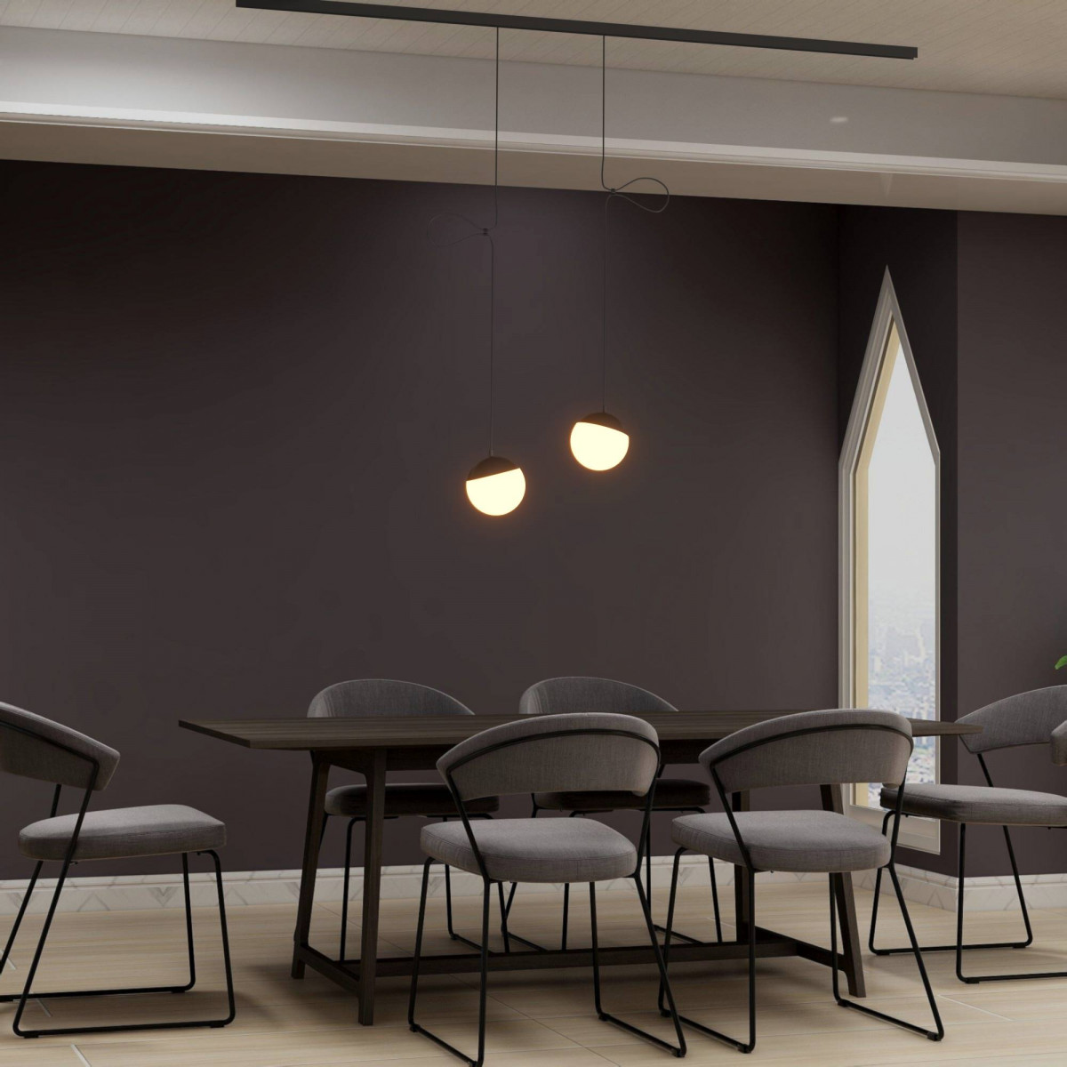 LED Sphere pendant lamp for 48V magnetic track - 6W - Black