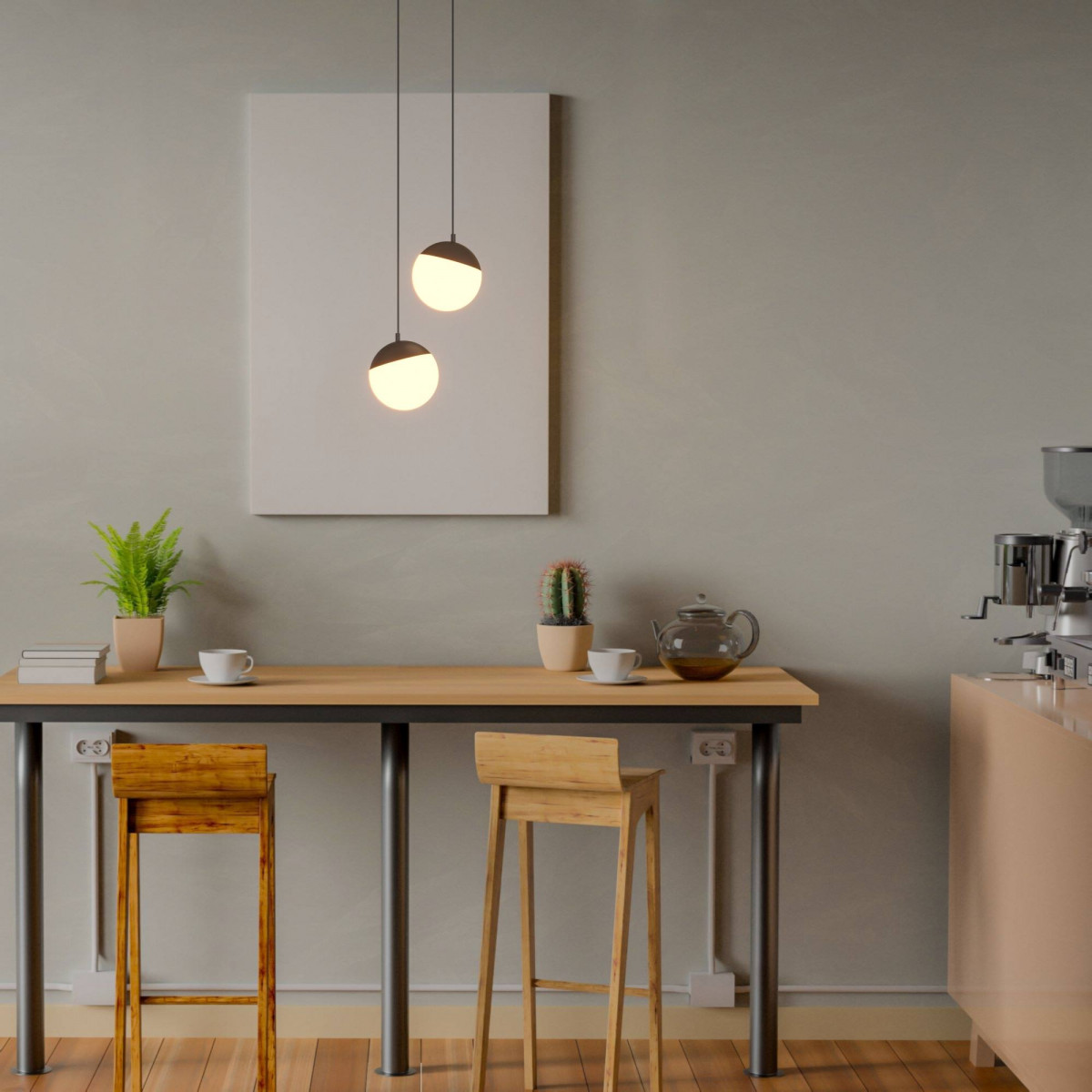 LED Sphere pendant lamp for 48V magnetic track - 6W - Black