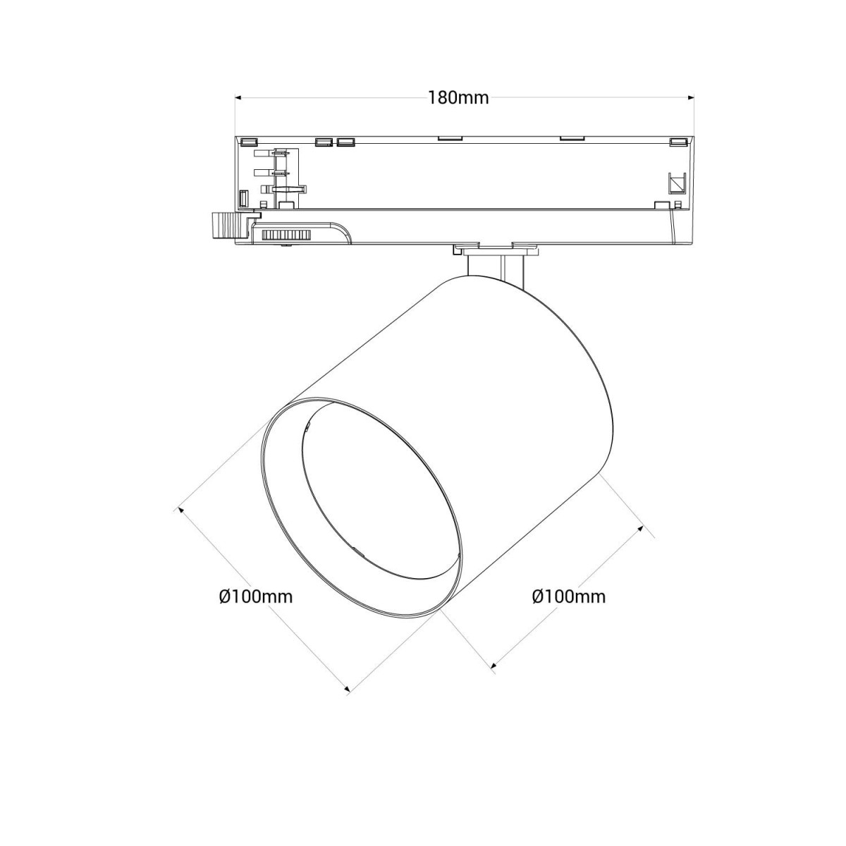 CCT LED 3-phase track spotlight - 40W - Driver KGP - Black