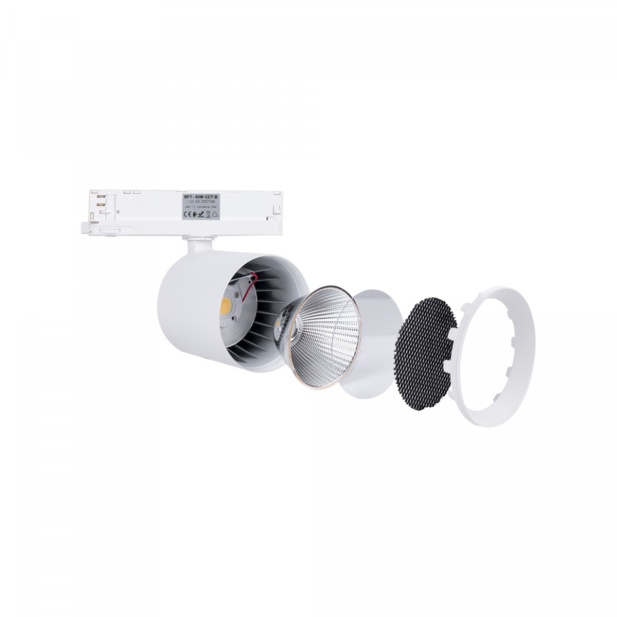 CCT LED 3-phase track spotlight - 40W - KGP Driver- White