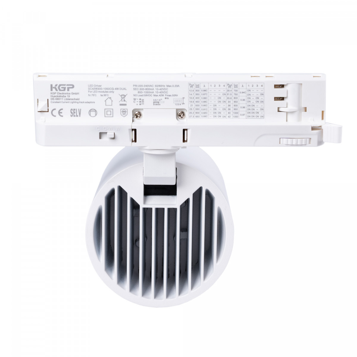 CCT LED 3-phase track spotlight - 40W - KGP Driver- White