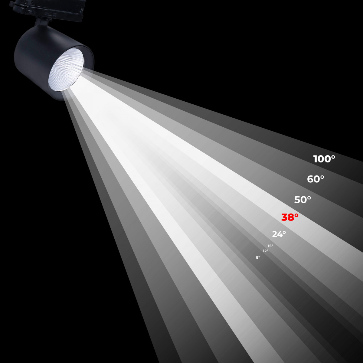 LED 3-phase track spotlight - 40W - Xitanium Driver - Black