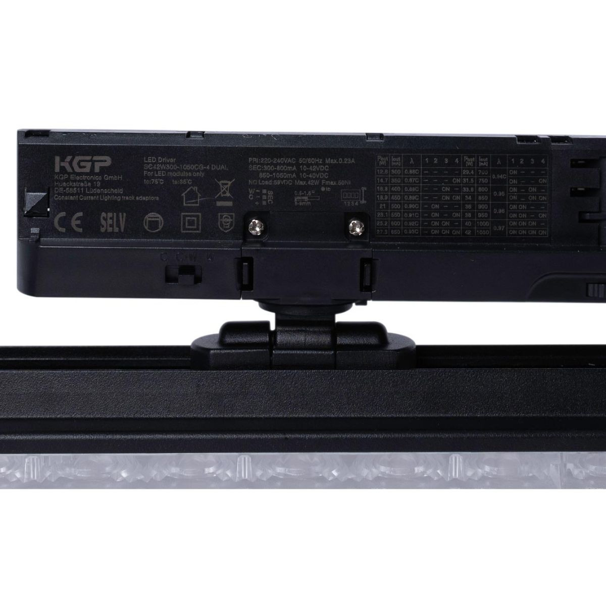 Linear LED spotlight for 3-phase track - 20W - CCT - Black
