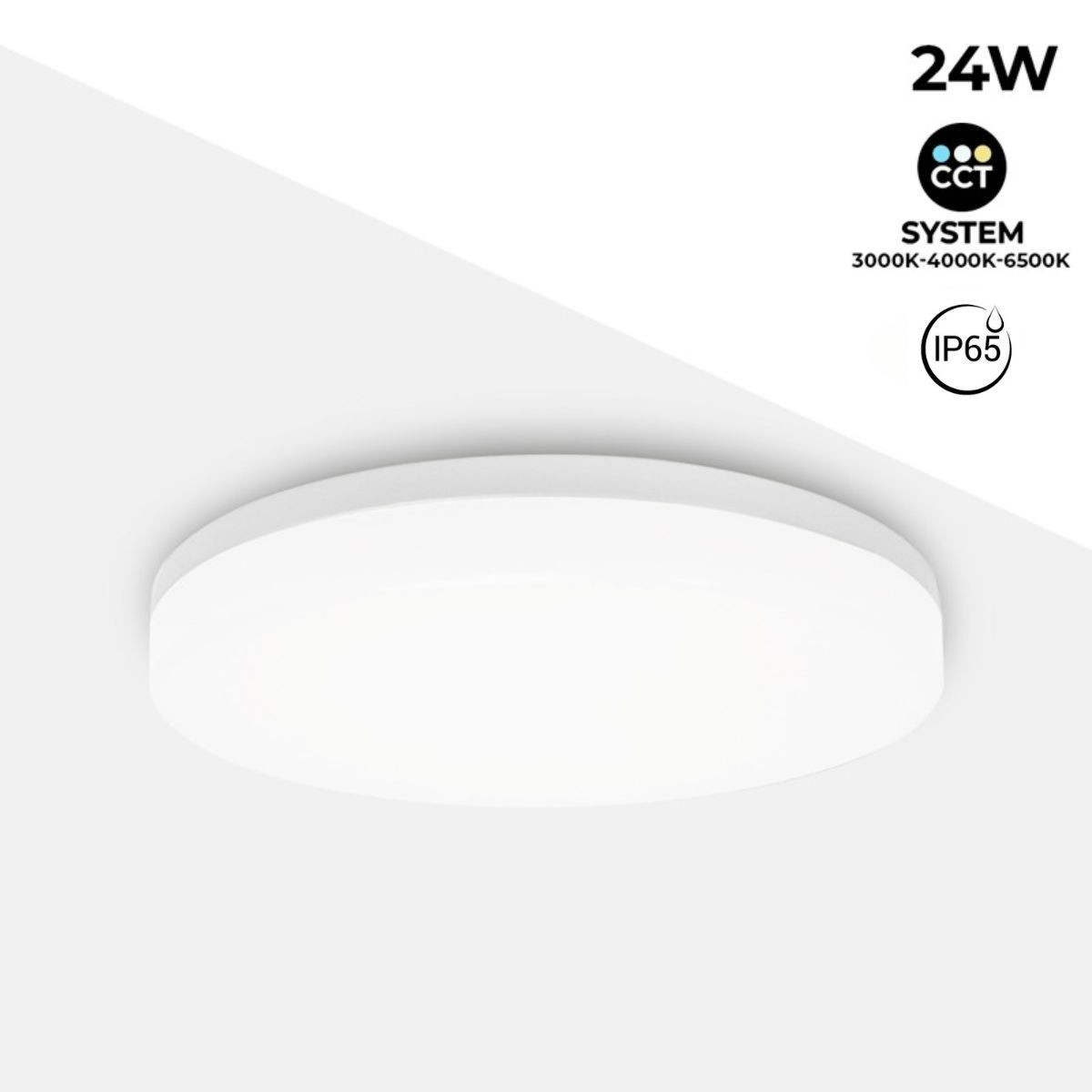 Waterproof circular LED ceiling lamp white 24W CCT - 2400lm - IP65