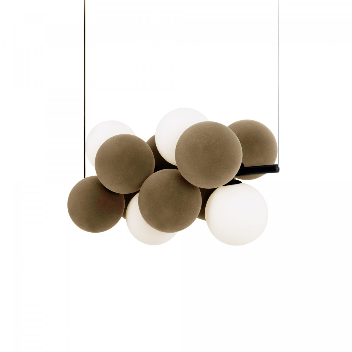 Acoustic pendant lamp -4 luminous spheres /8 sound absorbing