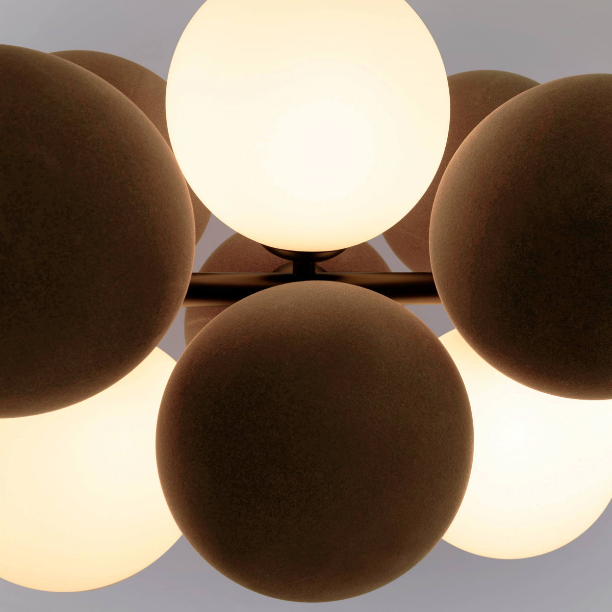 Acoustic pendant lamp -4 luminous spheres /8 sound absorbing