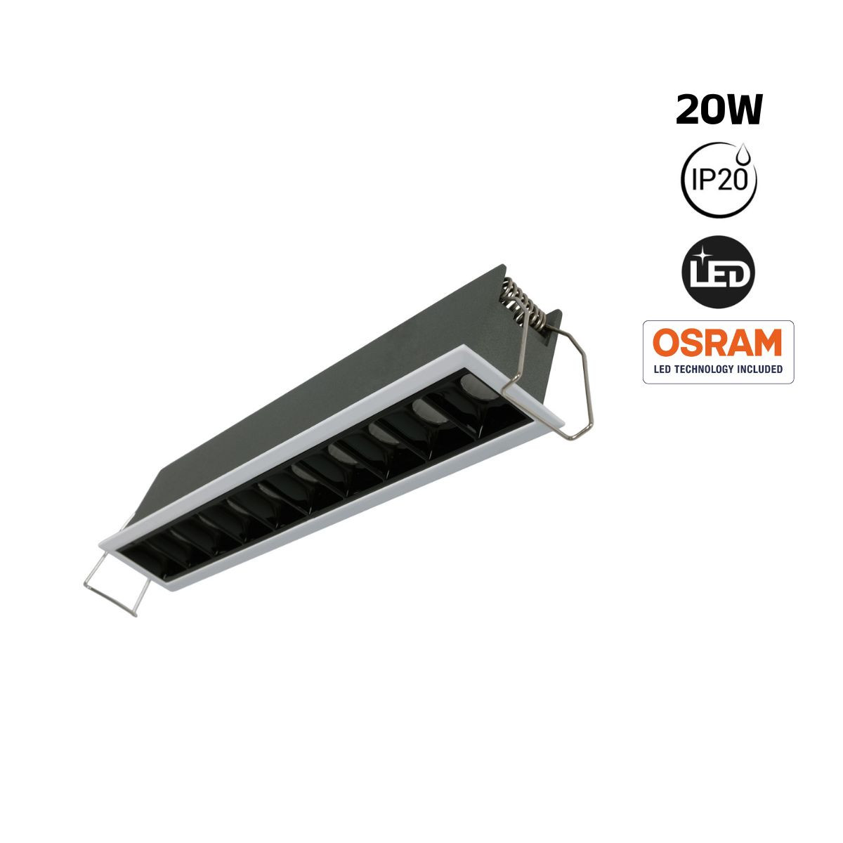 Recessed linear LED downlight - 20W - CRI90 - OSRAM - White