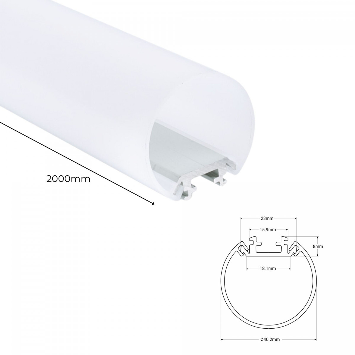 Suspension or Surface Aluminum Profile 23X8mm for LED Strips 2m