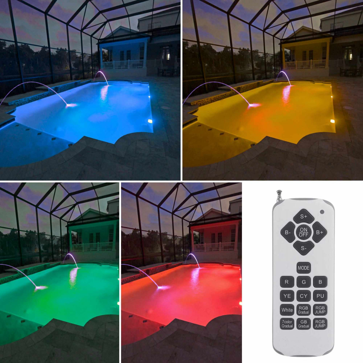 PAR56 RGB LED pool spotlight - 12V AC - 24W - Submersible