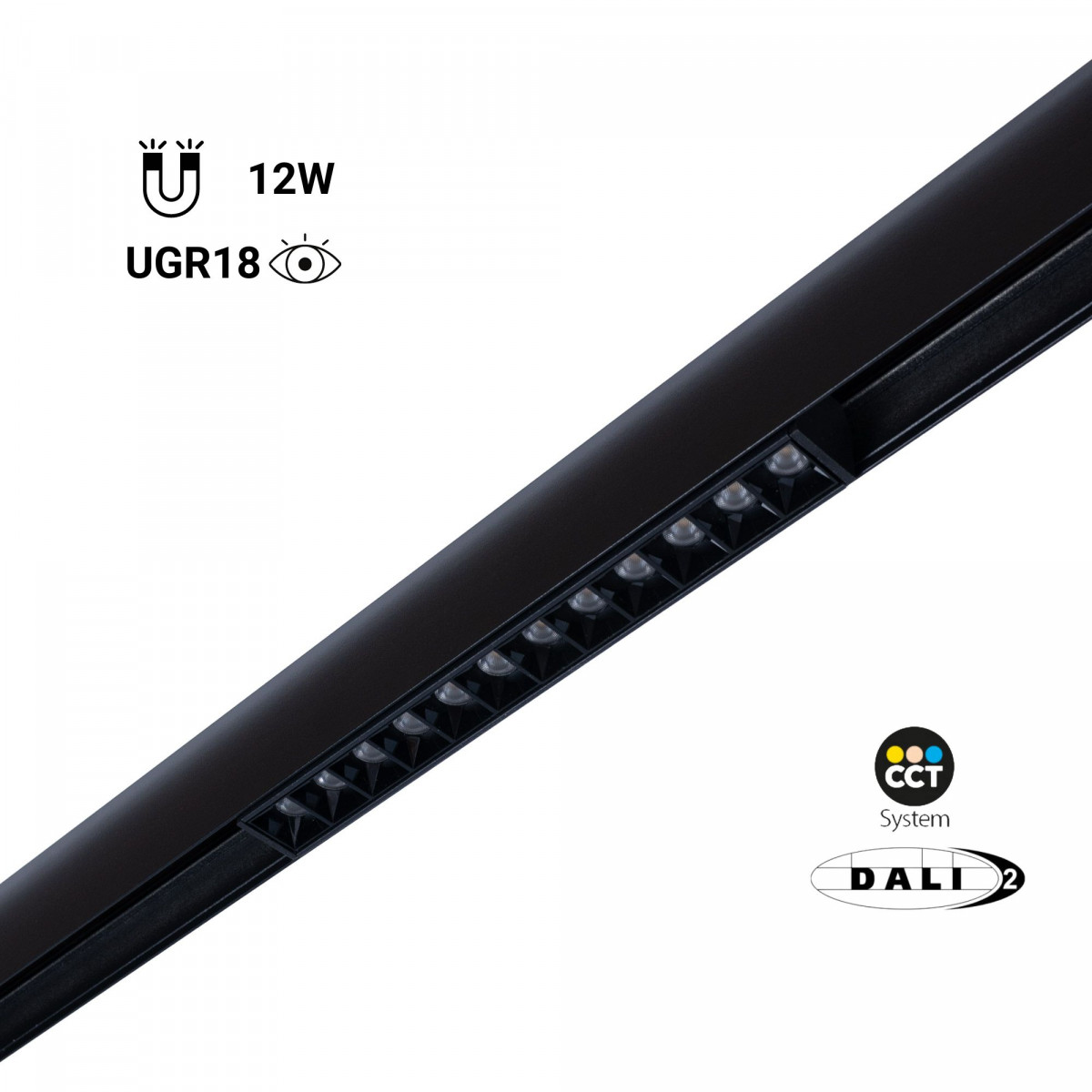 Magnetic linear track light 48V - CCT - 12W - DALI-2 - UGR18