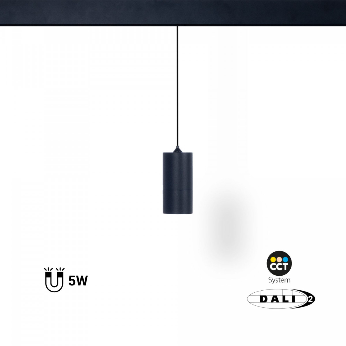 Magnetic-track LED pendant spotlight - 48V - 5W - DALI-2