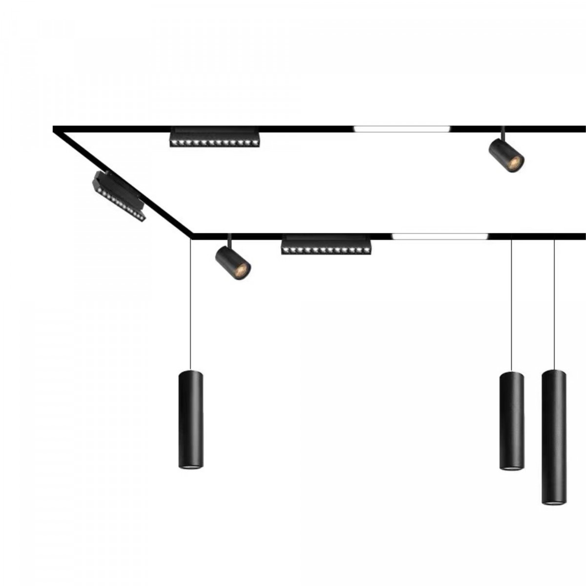 Adjustable linear track light 48V - 12W -2800K -OSRAM -Black