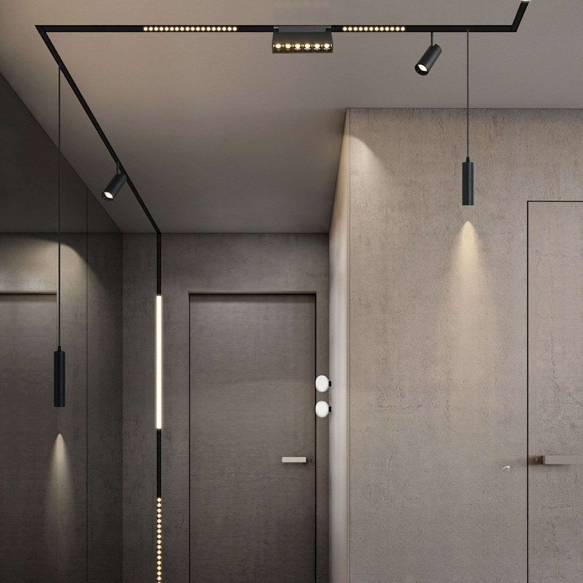 Adjustable linear track light 48V - 12W -2800K -OSRAM -Black