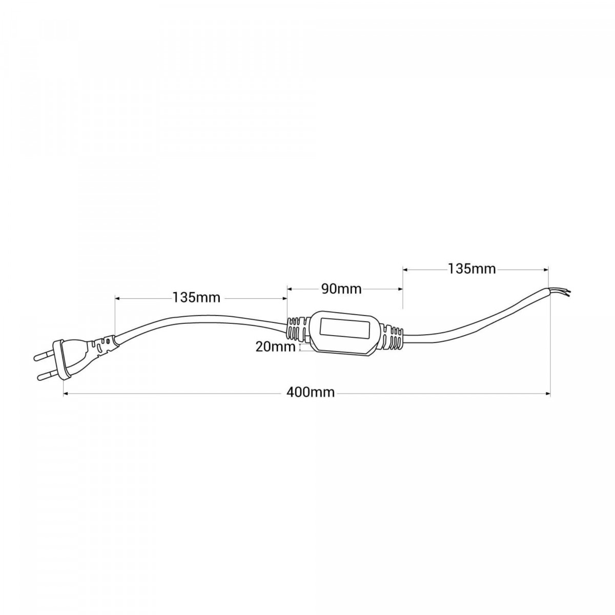 Current rectifier cable for 220V AC COB LED strip - IP67