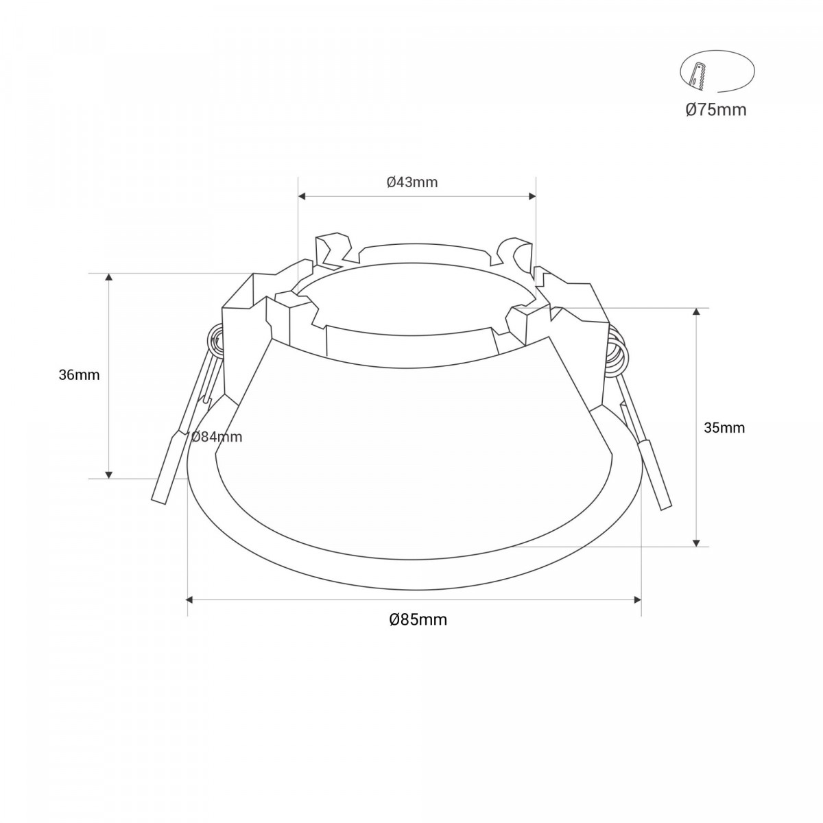 Round recessed downlight ring - Low UGR / SWAP Arkoslight