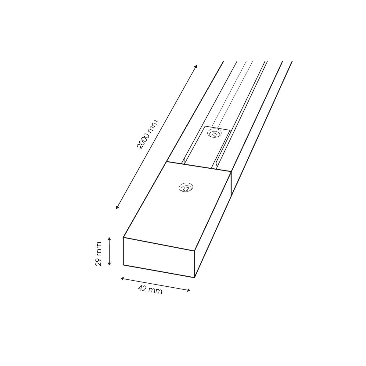 2m White Single-Phase Electric Track 2m for LED Spotlights