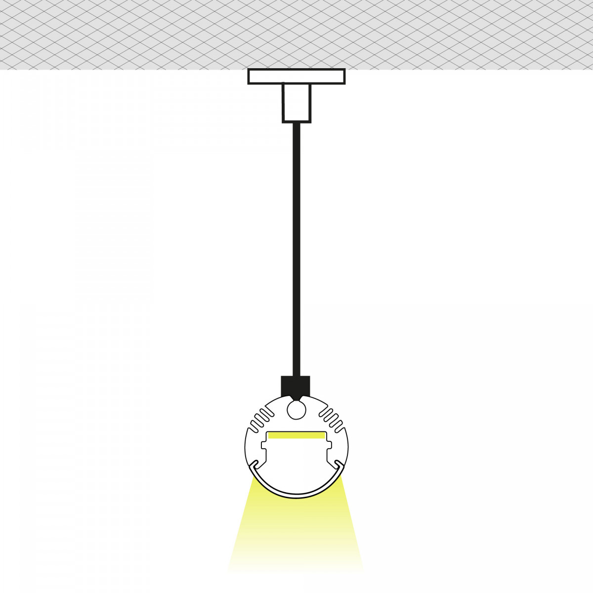 LED Strip Profile - ø20cm -Diffuser - Surface/Suspended -2m