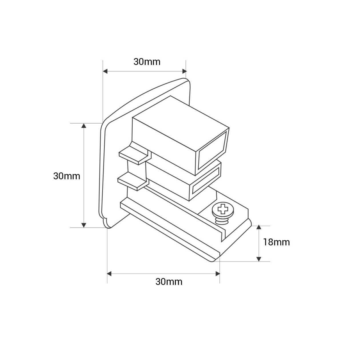 End cap for recessed three-phase rail