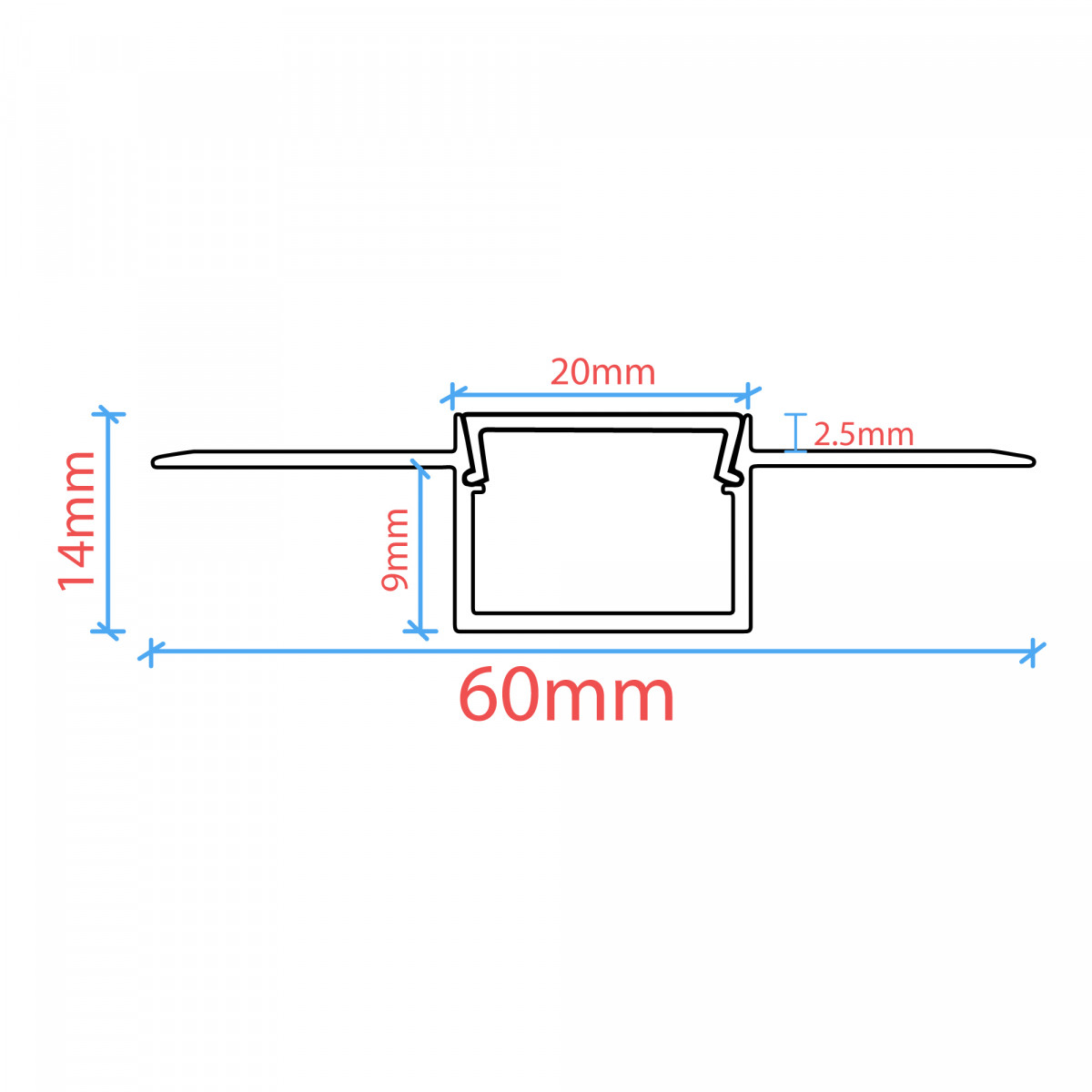 LED strip profile integration / trimless - 9x20mm - With diffuser - 2 ...