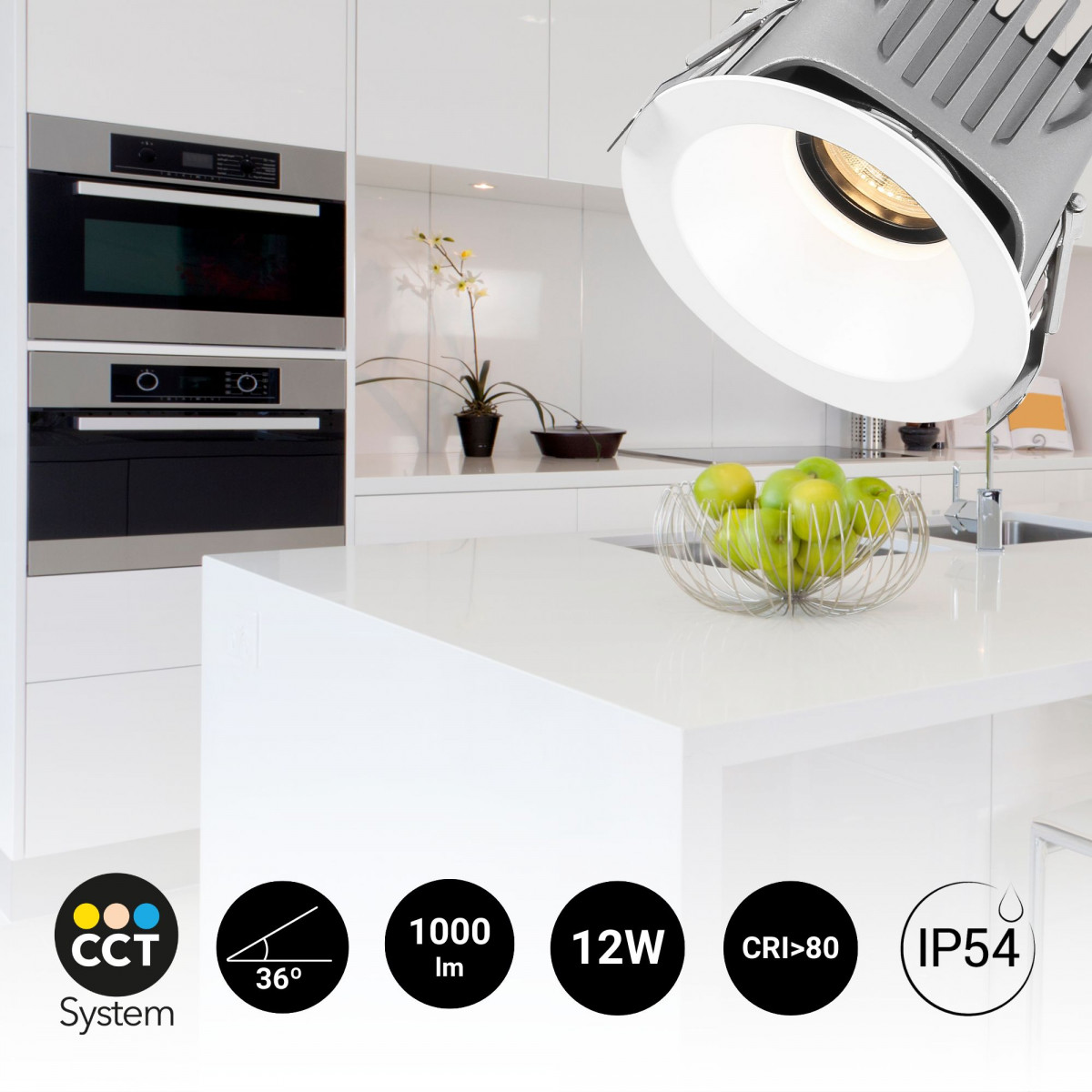 LED downlight - 12W CCT - chip OSRAM - driver PHILIPS - CUT Ø 75mm