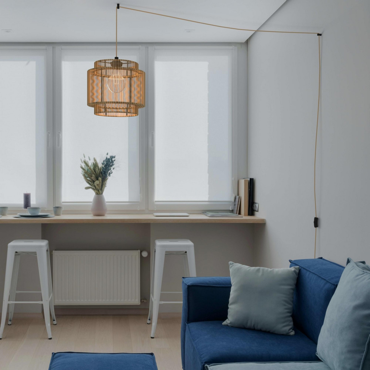 Jute hanging lamp "RAWA" with switch and plug - E27