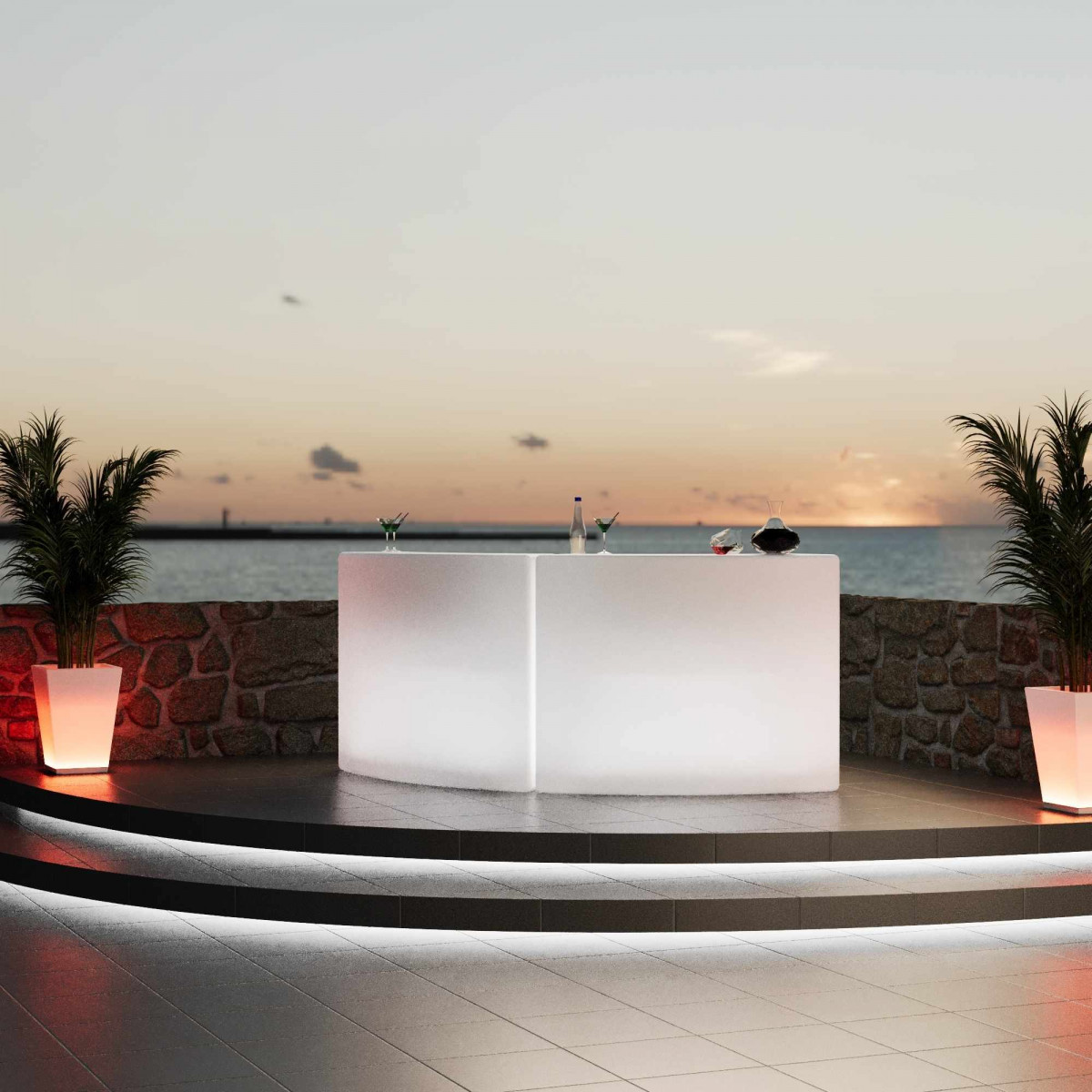 RGBW LED Display Counter - 2 x 5W - Rechargeable - Curved Design