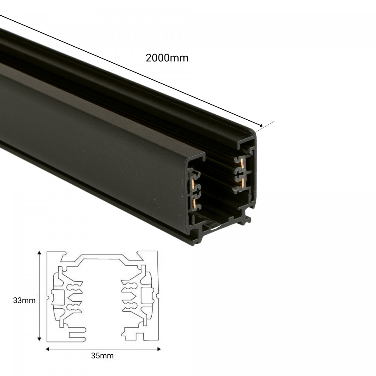 Surface three-phase track for LED spotlights - GEN2 - 2 meters