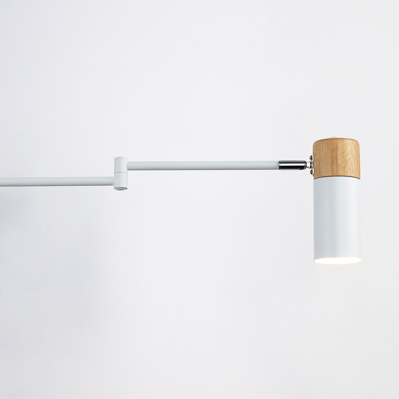 Extendable wall light with plug "Logan" white and wood