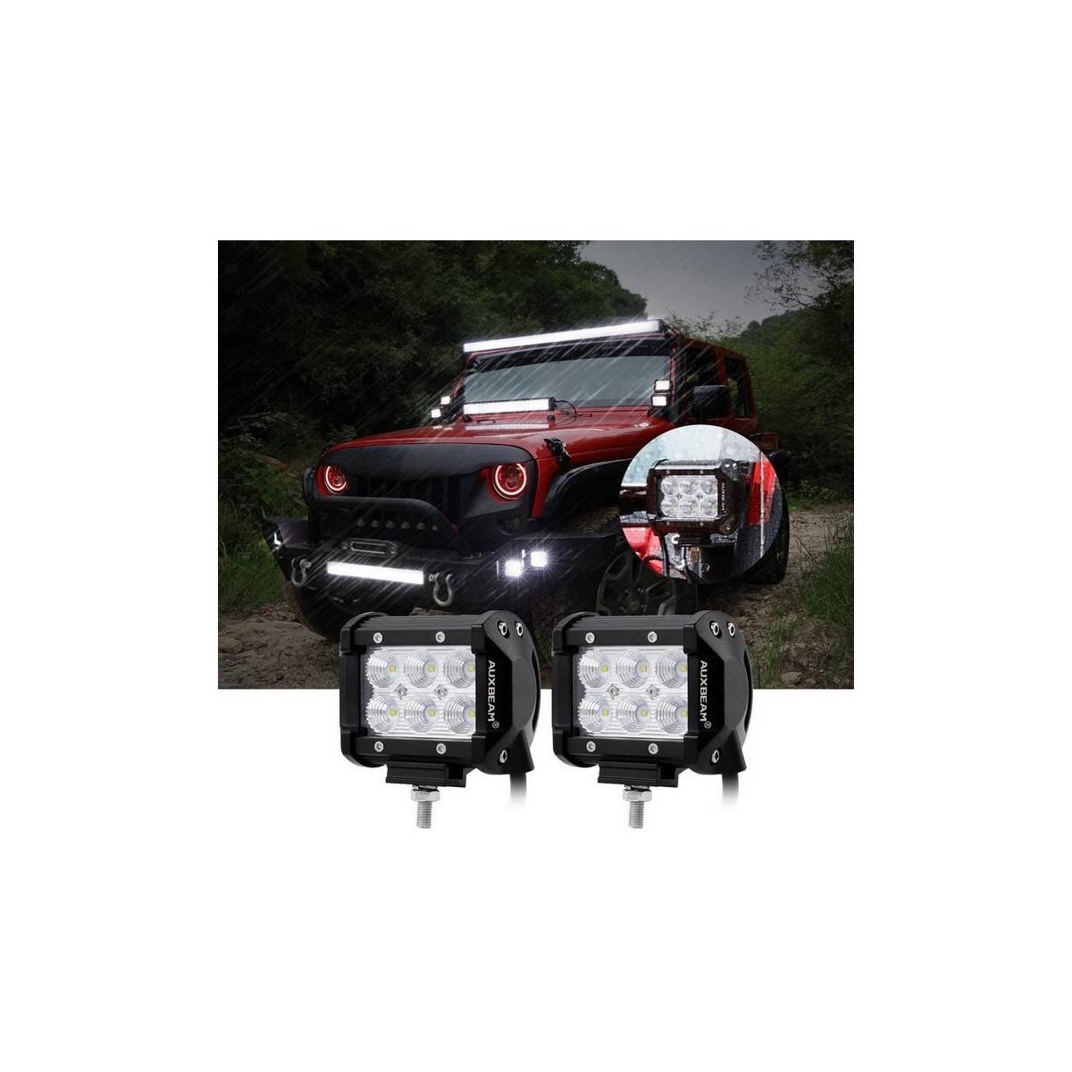 Foco LED para 4x4 off road e náutico 18W -1800lm com Ângulo fechado