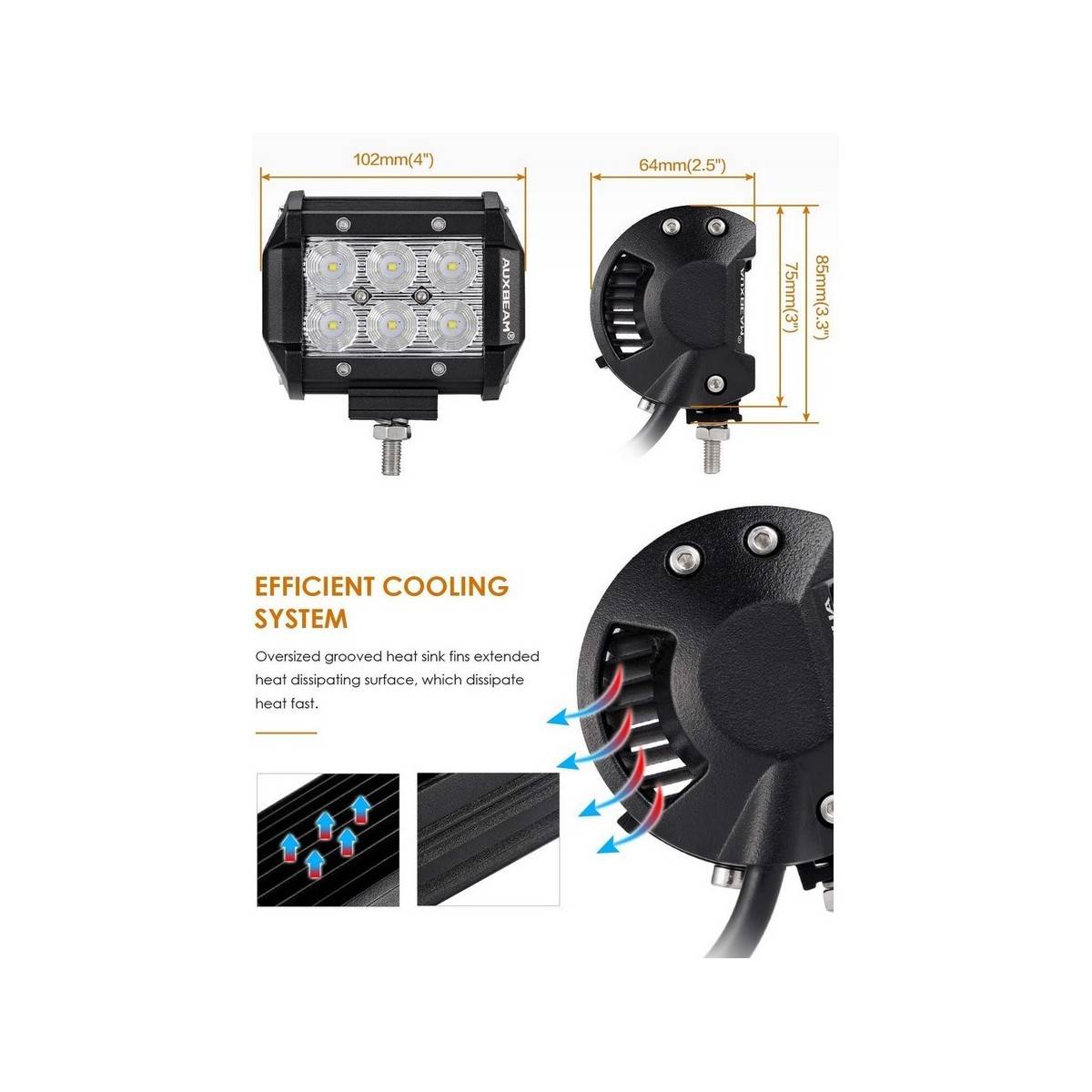 Foco LED para 4x4 off road e náutico 18W -1800lm com Ângulo fechado