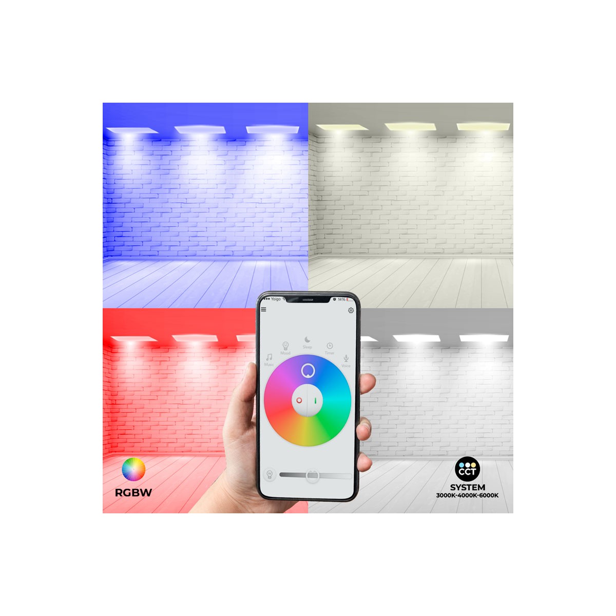 Painel LED WIFI SMART RGB / RGBW + CCT - 60x60 cm - 40W