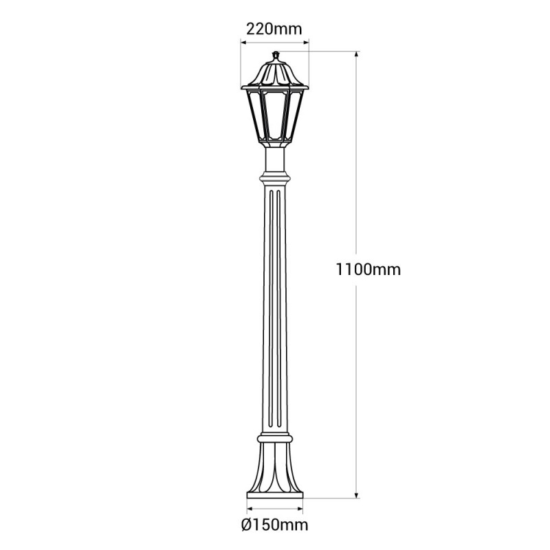 Candeeiro LED exterior FUMAGALLI "MIZAR/ANNA" - 110 cm - 6W - E27 - IP55