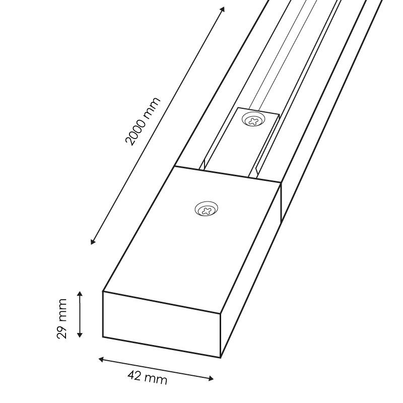 Calha eléctrica monofásica branca de 2 m para projectores LED